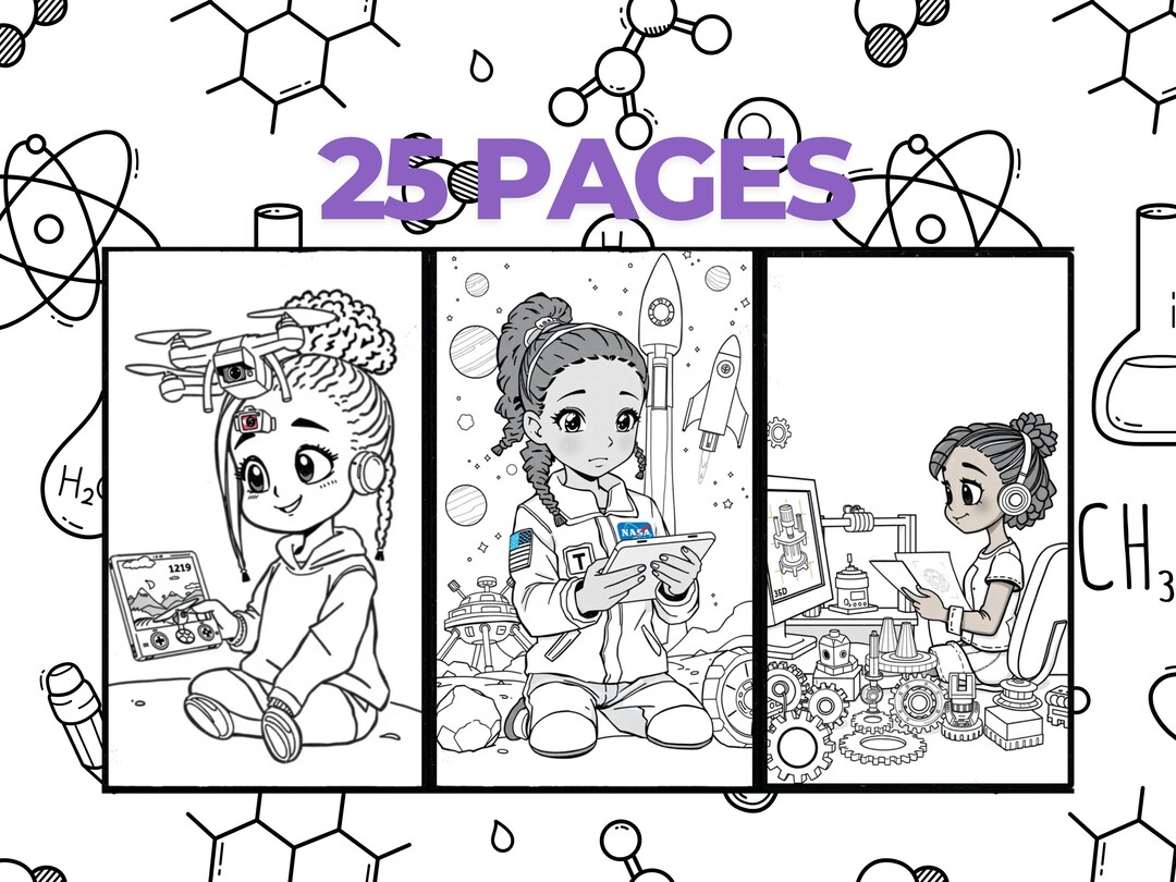 STEM Black Girls Coloring Book| Black Girl Coloring Book for Kids ...