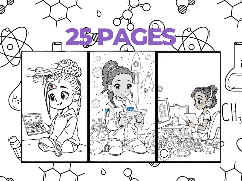 STEM Black Girls Coloring Book| Black Girl Coloring Book for Kids ...