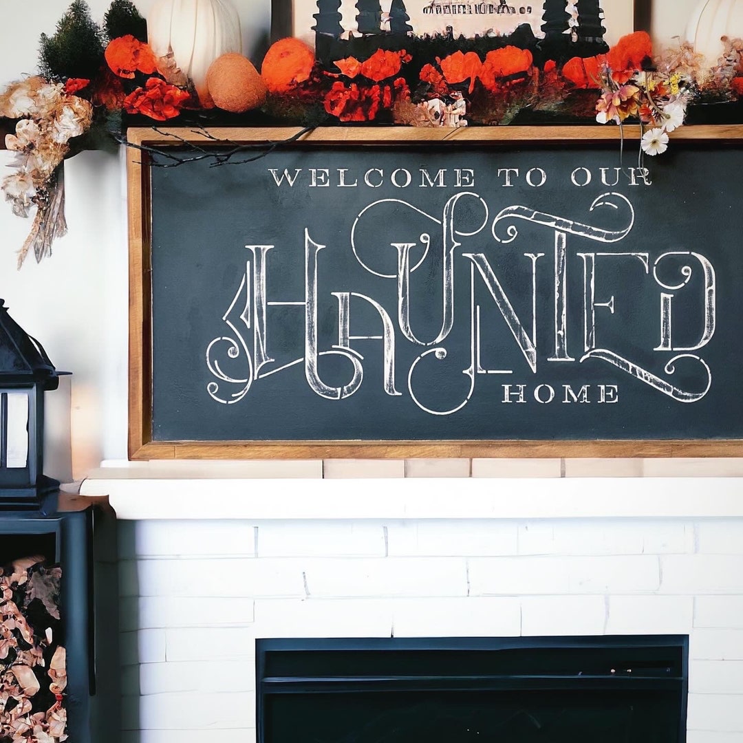 Halloween Sign, Haunted Home, 12x24, Welcome Sign, Welcome Halloween ...