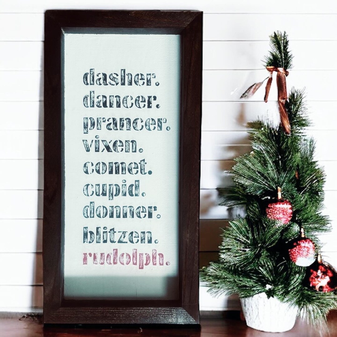 Rudolph Reindeer Names Sign: Vintage Farmhouse Christmas Decor (6x12 ...