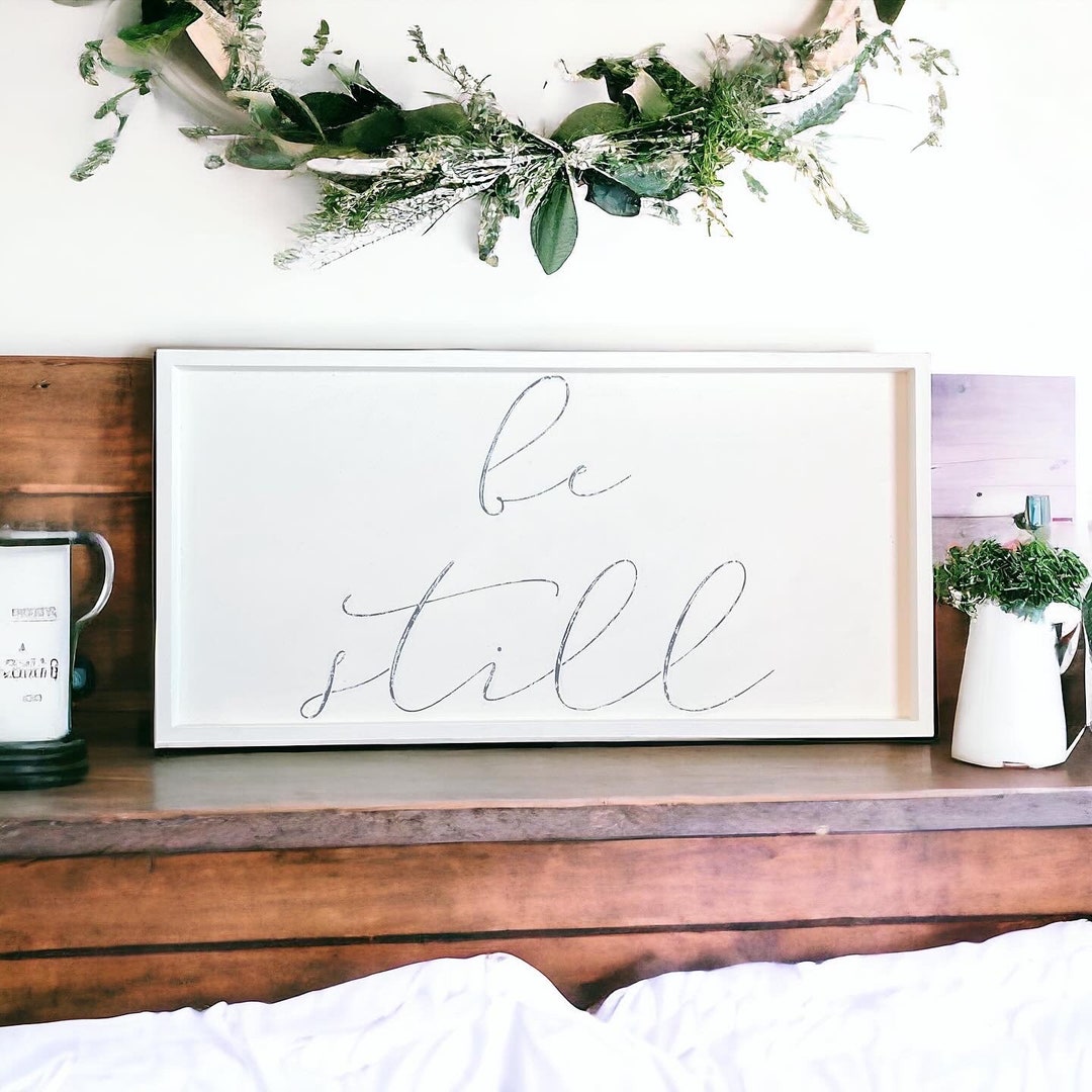 Be Still Sign: Vintage Inspired Shabby Chic Religious Decor (12in X ...
