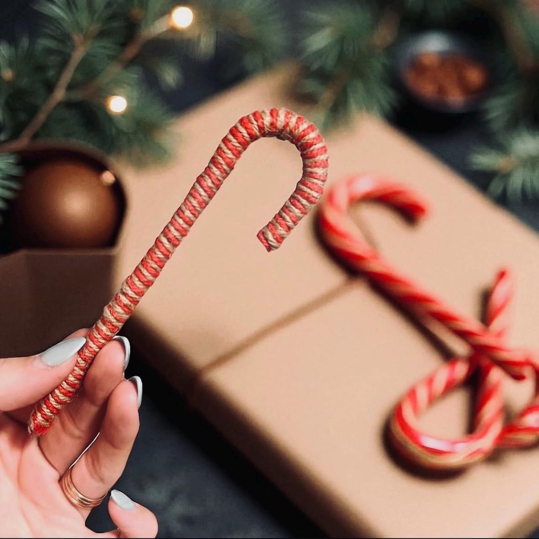Twine Cord Handcrafted Candy Cane Ornaments, 8ct, Vintage Inspired ...