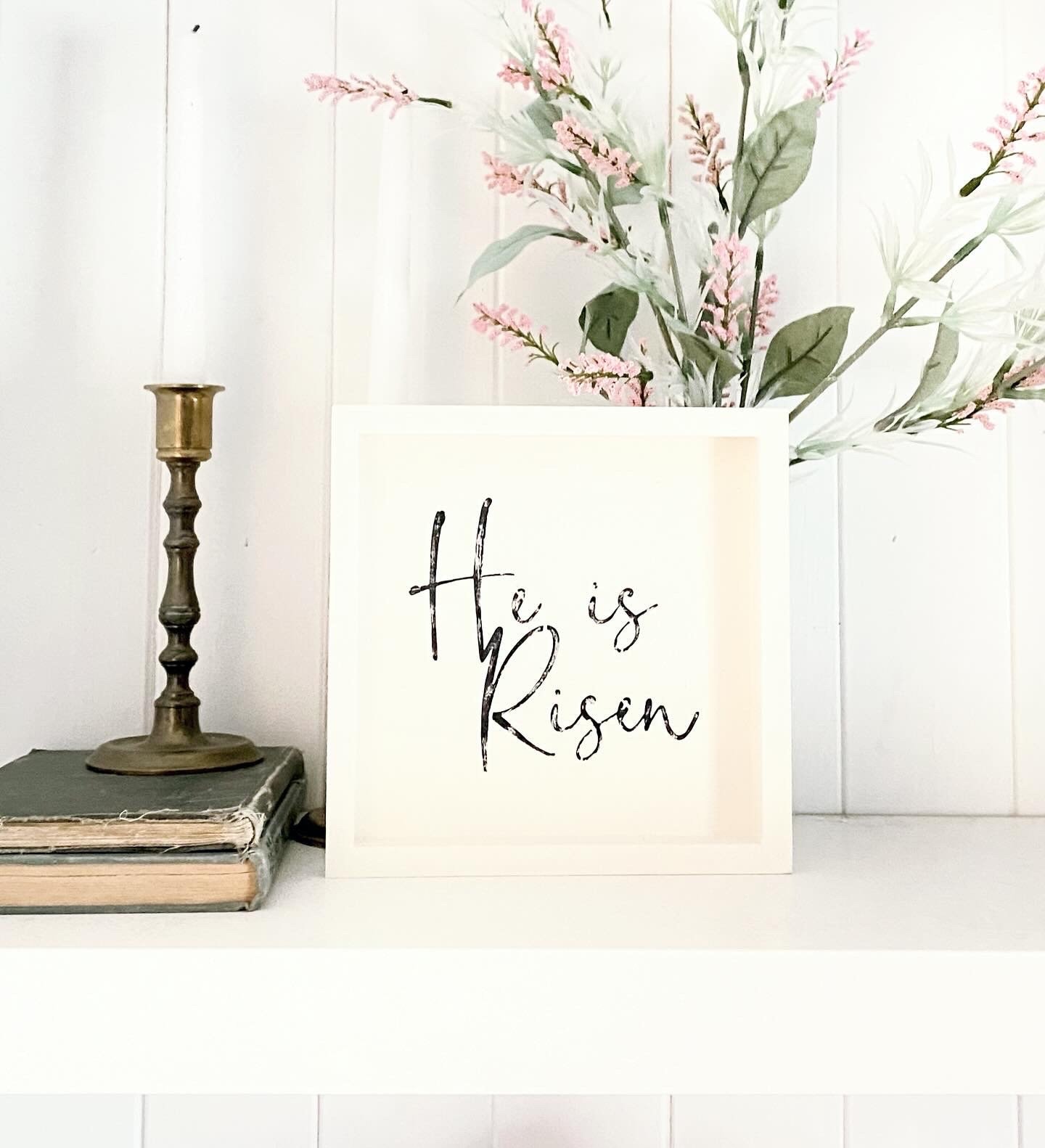 He is Risen, Easter Sign, 8x8, Shabby Chic, Vintage Inspired - Etsy