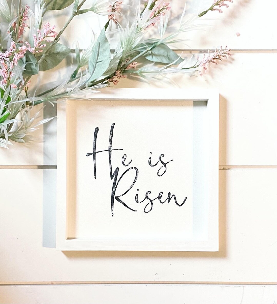 He is Risen, Easter Sign, 8x8, Shabby Chic, Vintage Inspired - Etsy