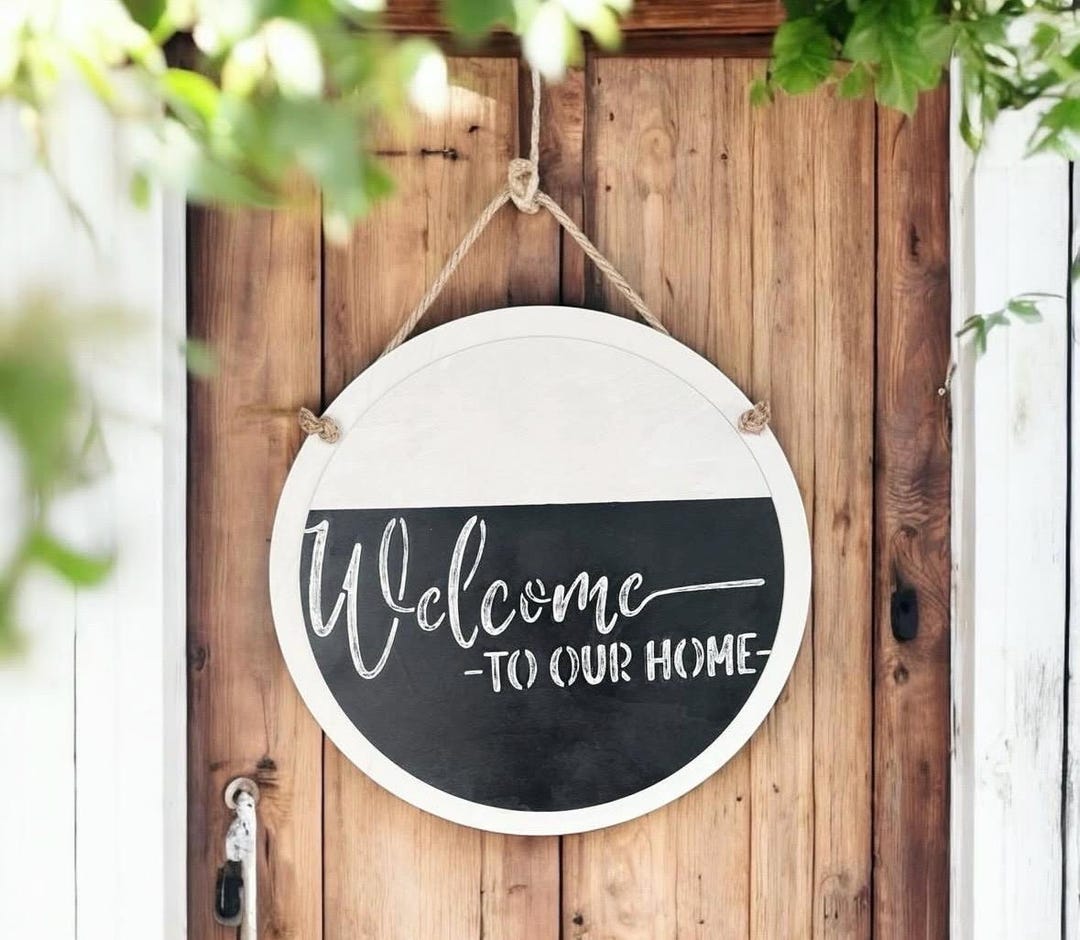 Front Door Sign, 20”x20”,welcome, Front Door Decor, Door Wreath ...
