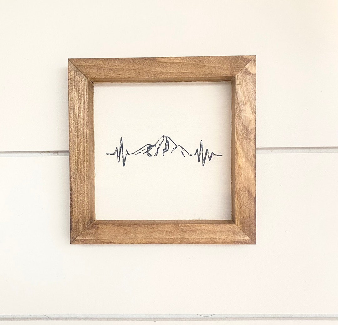 Mountain Pulse Sign, 6x6, Shabby Chic, Vintage Inspired, Gift for Him ...