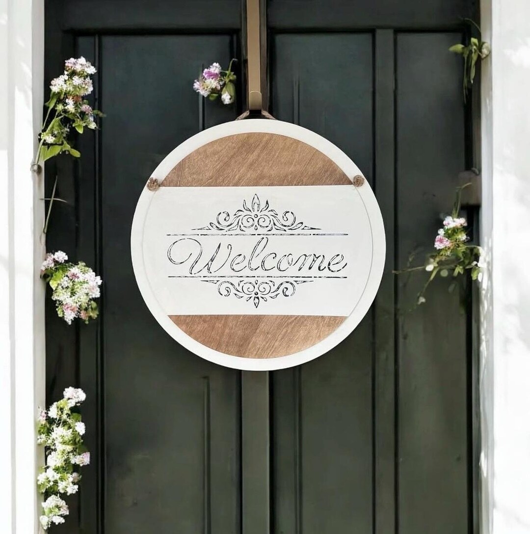 Front Door Sign, 20”x20”, Welcome, Front Door Decor, Door Wreath ...