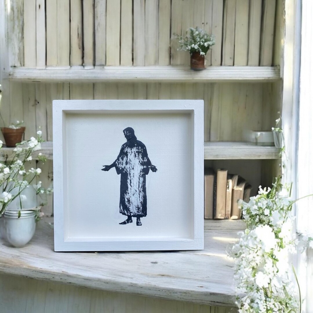 Jesus Silhouette, Jesus Sign, Jesus Decor, 12in X12in Farmhouse Sign ...