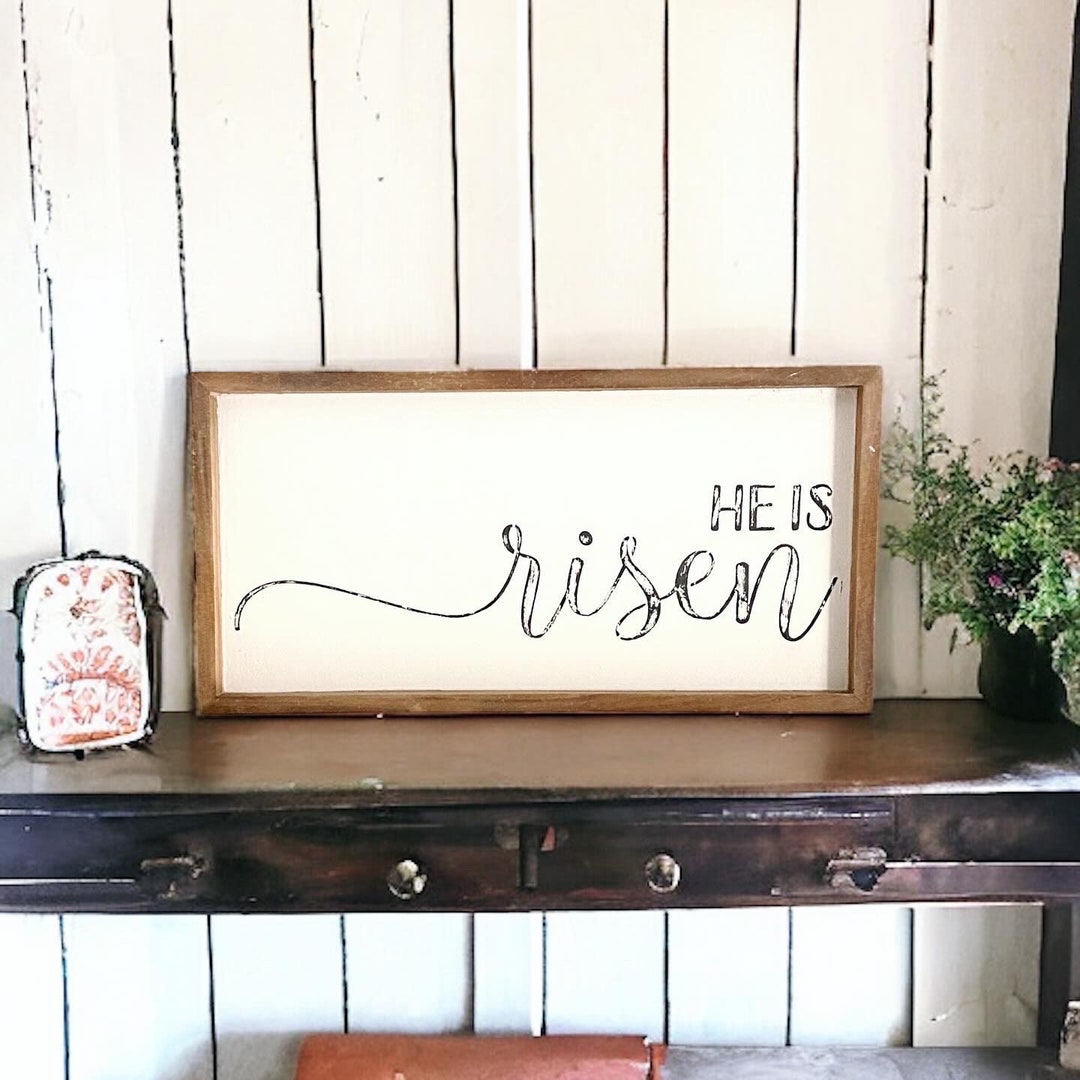 He is Risen Sign, Easter Sign, Farmhouse Easter Decor, Farmhouse Sign ...