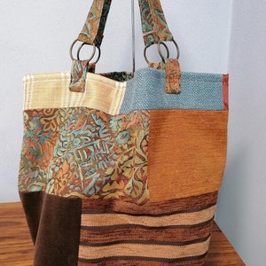 Handmade Patchwork Bag With Jacquard Furnishing Fabrics, Fabric Bag With Handles, Tote Bag Made ...