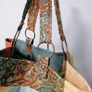 Handmade Patchwork Bag With Jacquard Furnishing Fabrics, Fabric Bag With Handles, Tote Bag Made ...