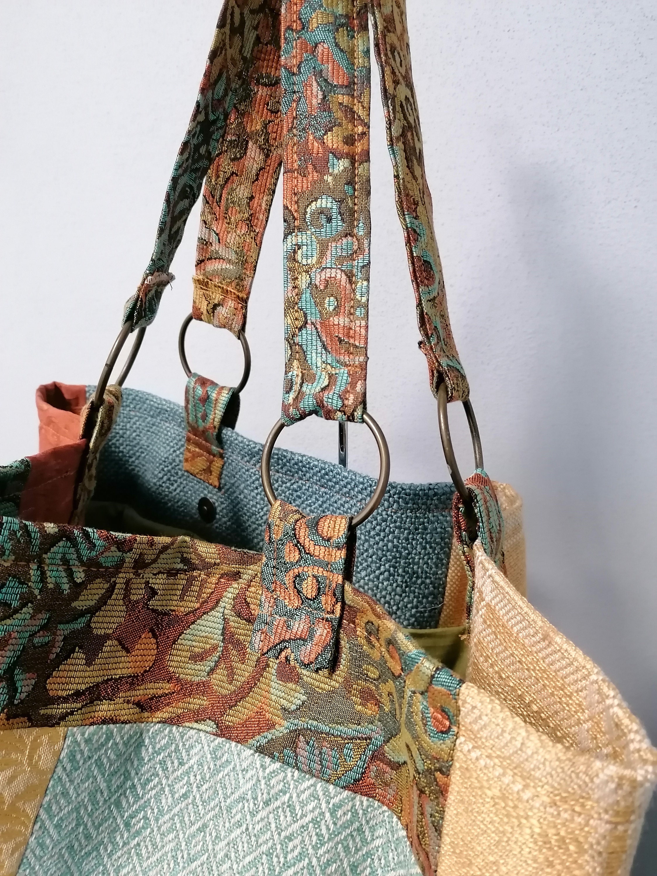Handmade Patchwork Bag With Jacquard Furnishing Fabrics, Fabric Bag ...