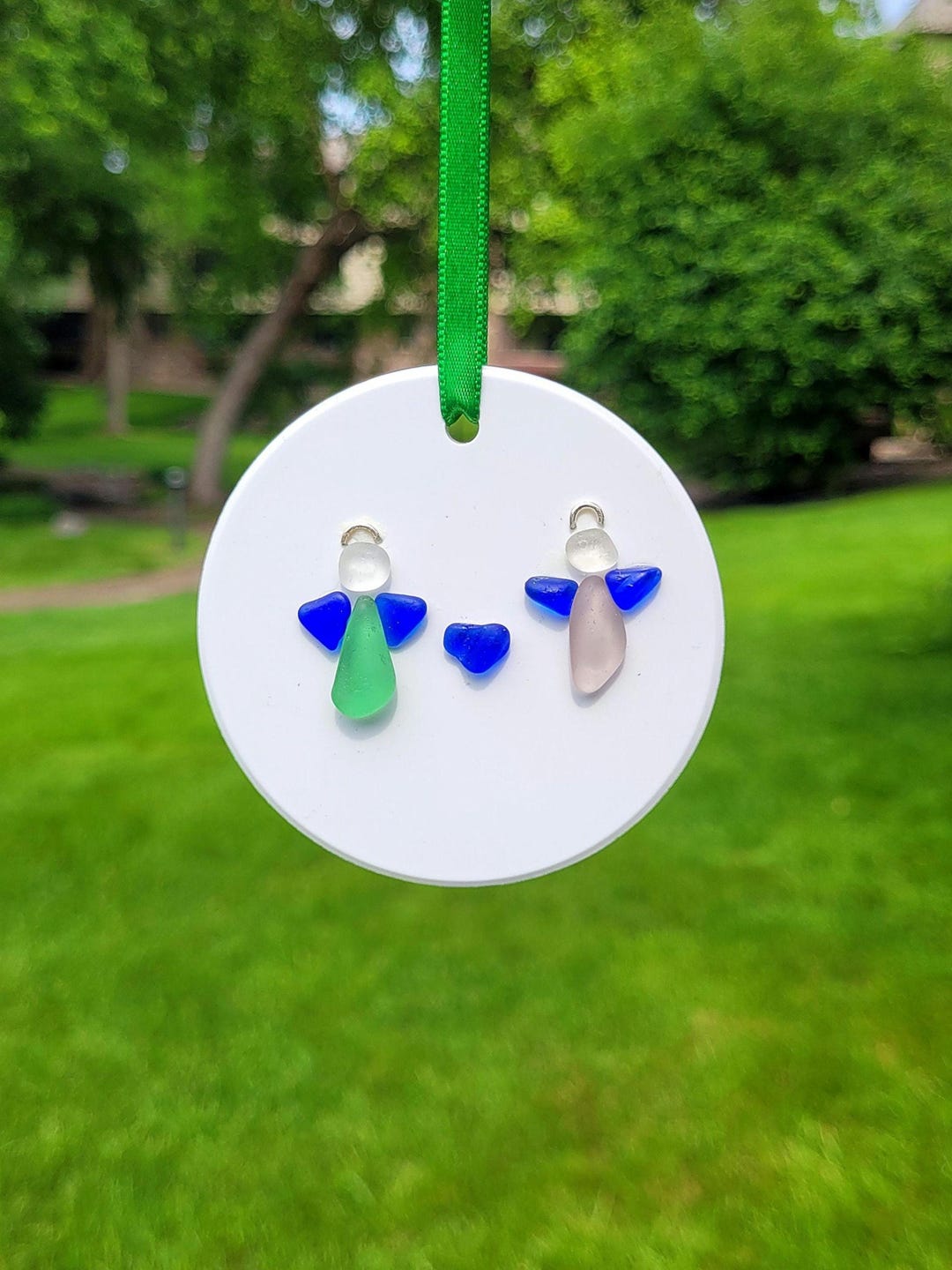 Genuine Teal Sea Glass Angel, Pink Sea Glass Angel & Blue Sea Glass ...