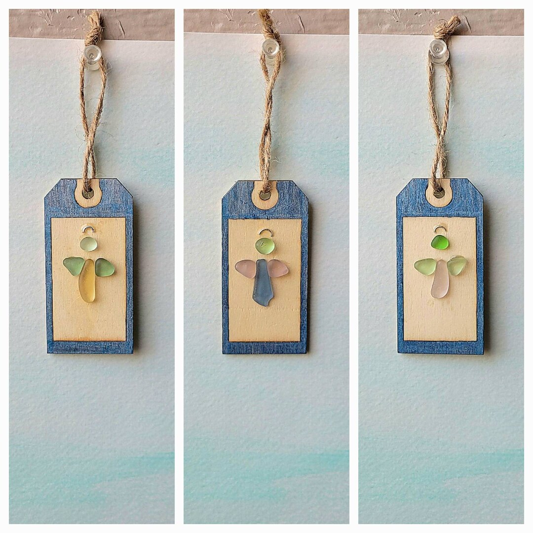 Three Genuine Seaglass Angel Gift Tags/three Seaglass Angel Ornaments ...