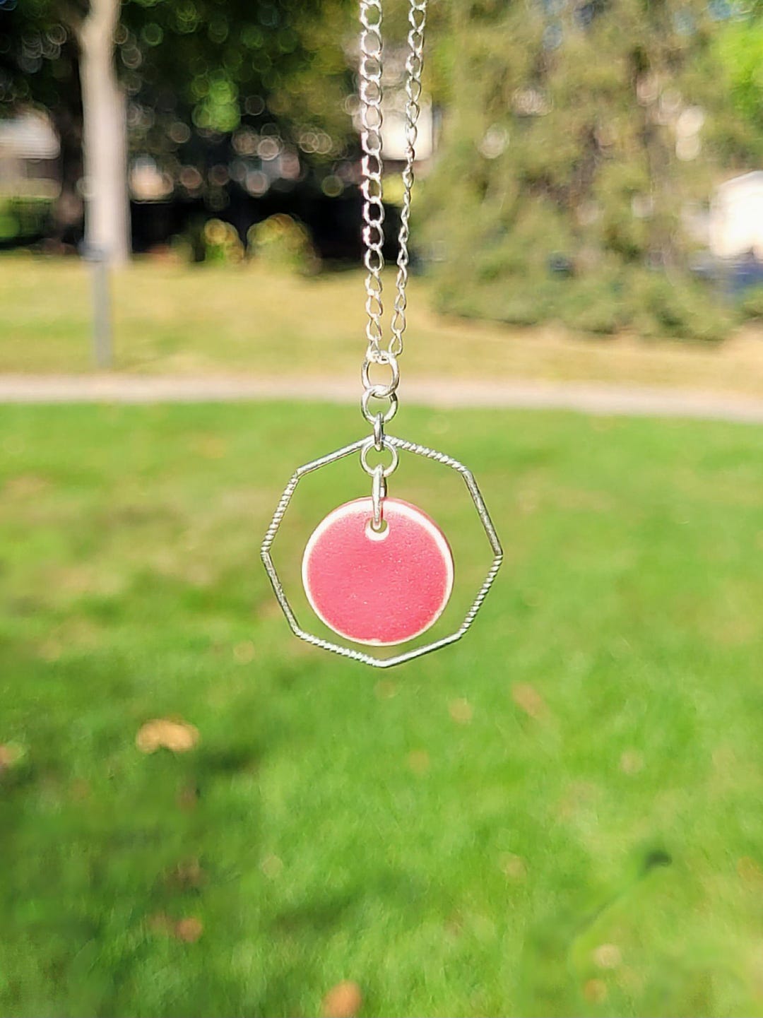 Genuine Red Sea Ceramic Tile Pendant & Sterling Silver Necklace/sea ...