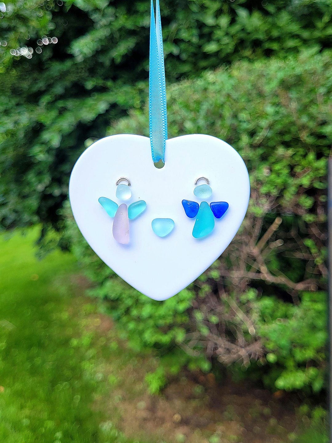 Genuine Blue Sea Glass Angel, Pink Sea Glass Angel & Aqua Sea Glass ...