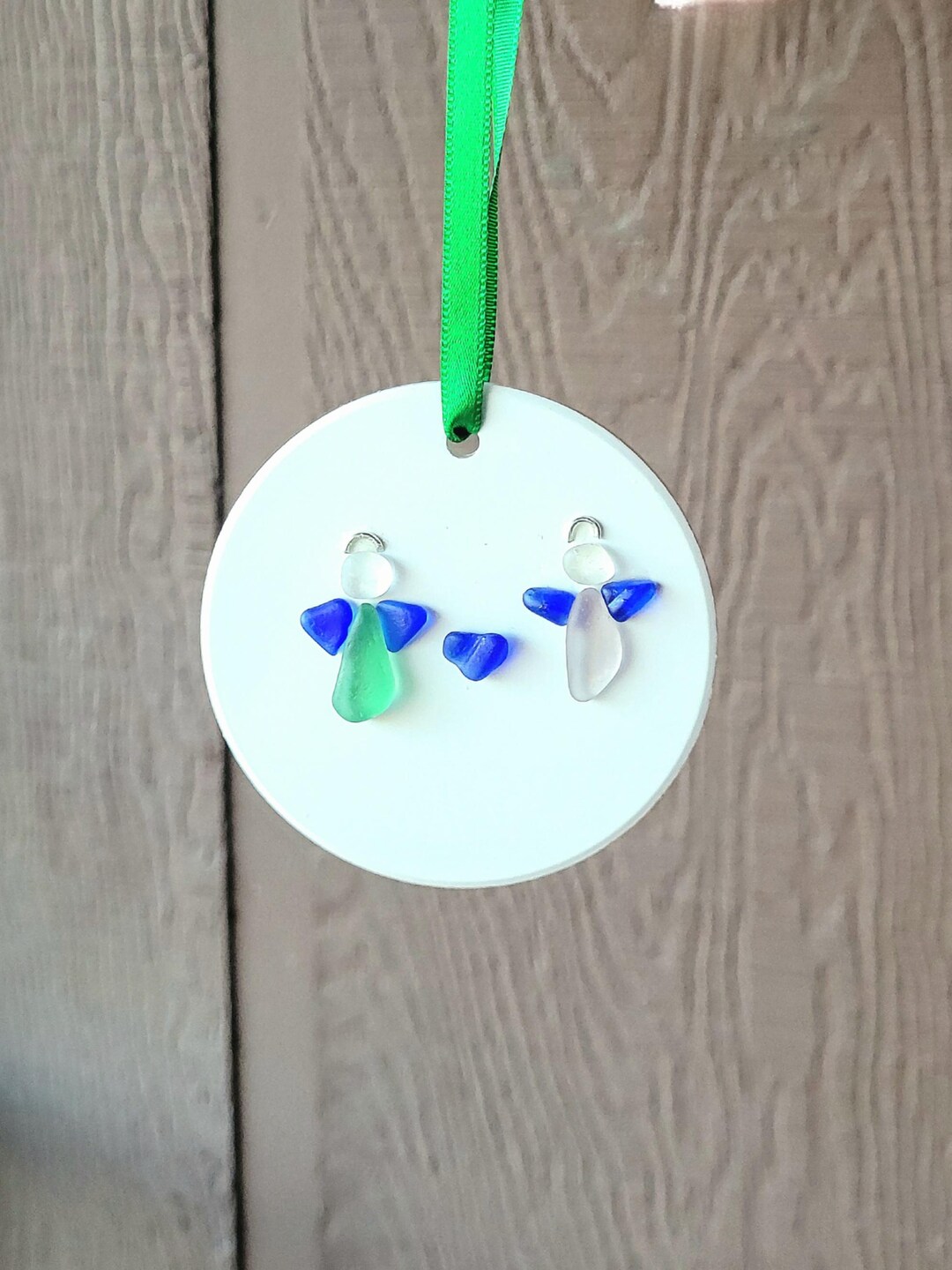 Genuine Teal Sea Glass Angel, Pink Sea Glass Angel & Blue Sea Glass ...