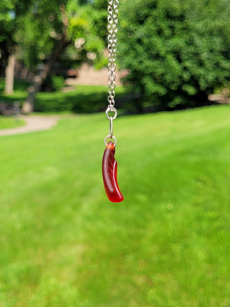 Genuine UV Red Amberina Sea Glass & Sterling Silver Choker/red Sea ...