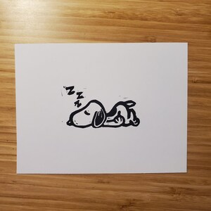 Snoozing Snoopy Lino Print - Etsy