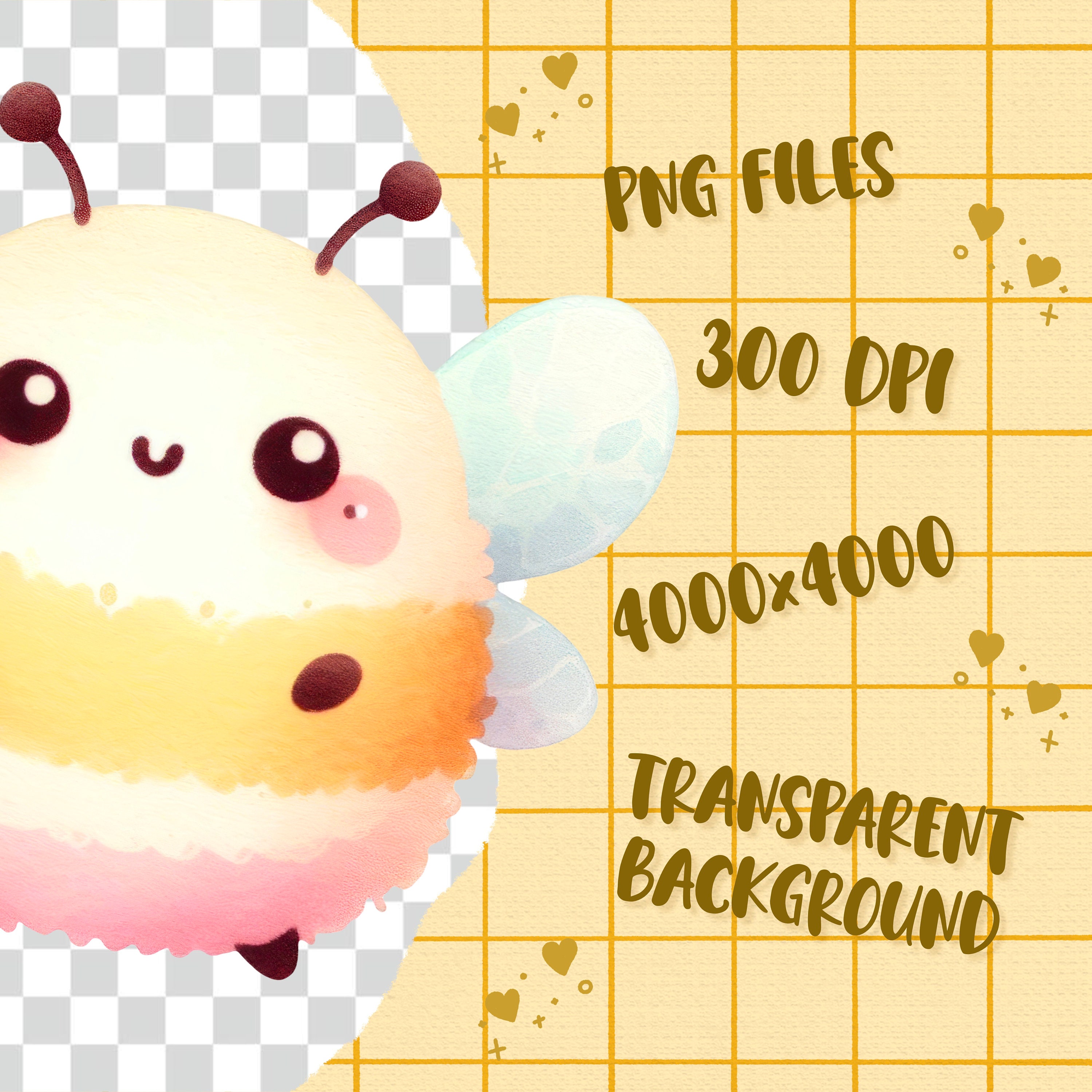 100 PNG Kawaii Bee Clipart Watercolor Bundle, Chibi Mega Bundle Clipart ...