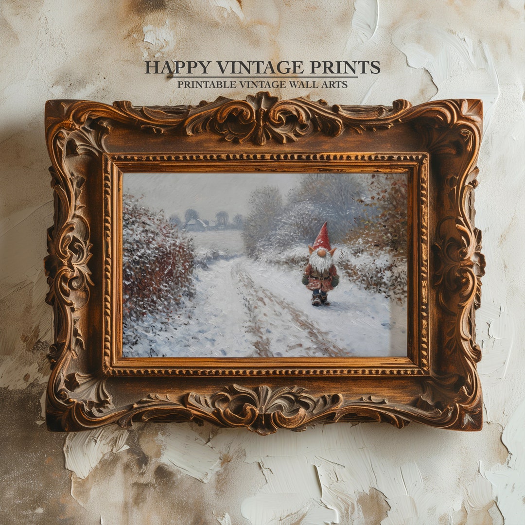 PRINTABLE Scandinavian Gnome Painting Christmas Gnome Wall Art Winter ...