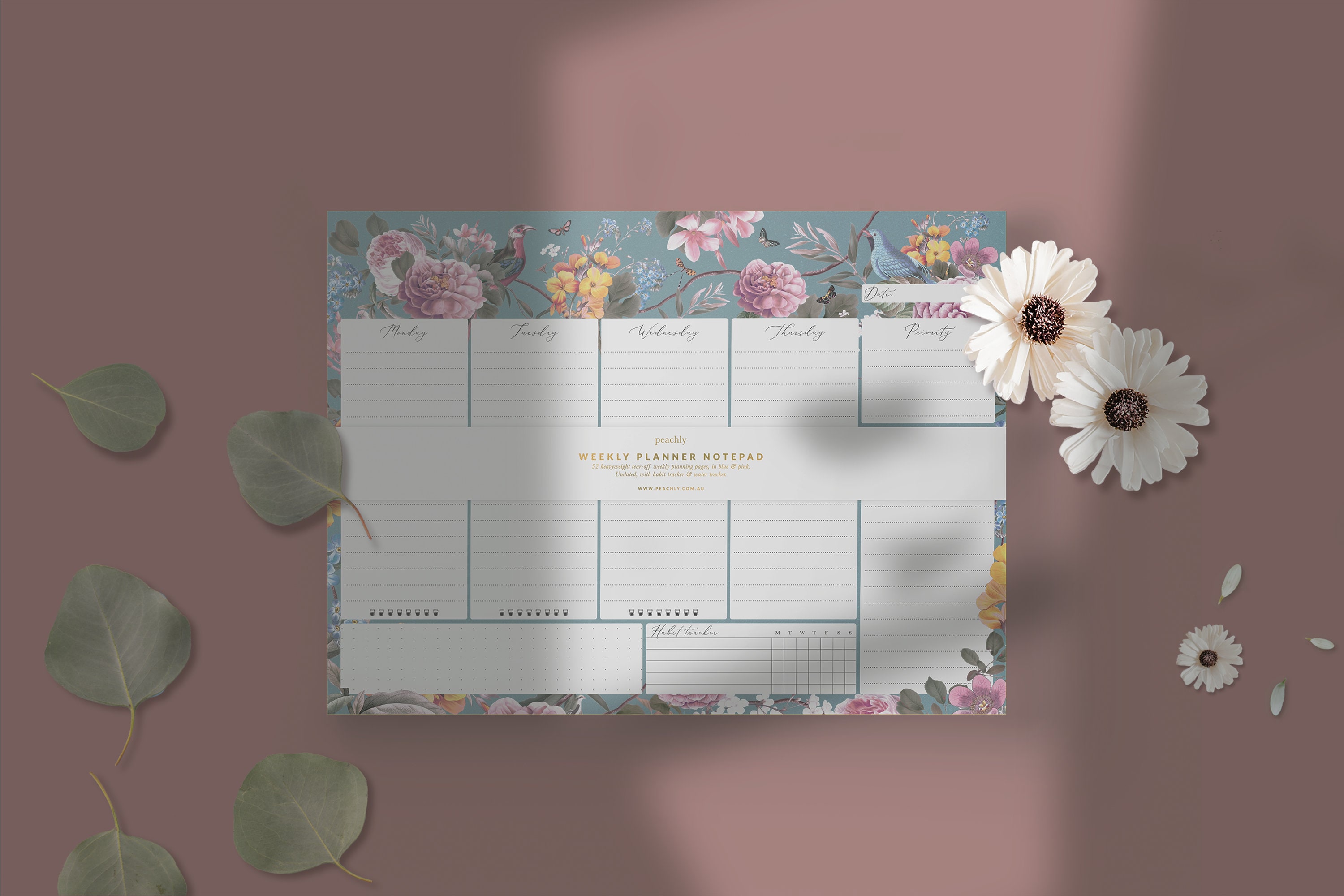 Peachly Desktop Weekly Planner Notepad (US)- 52 Undated Tear-off Pages ...