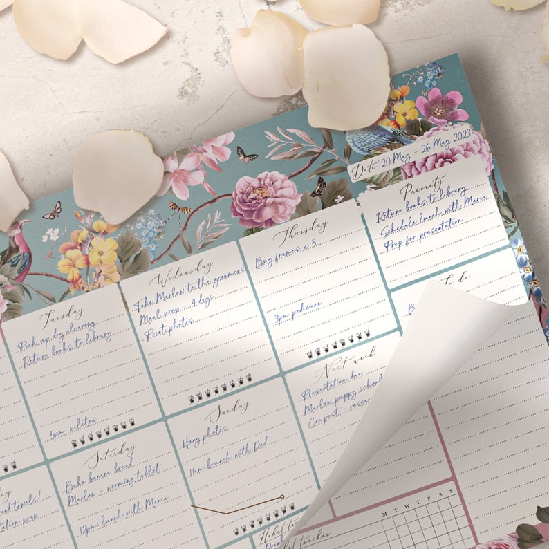 Peachly Desktop Weekly Planner Notepad (US)- 52 Undated Tear-off Pages ...
