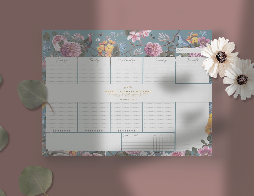 Peachly Desktop Weekly Planner Notepad (US)- 52 Undated Tear-off Pages ...