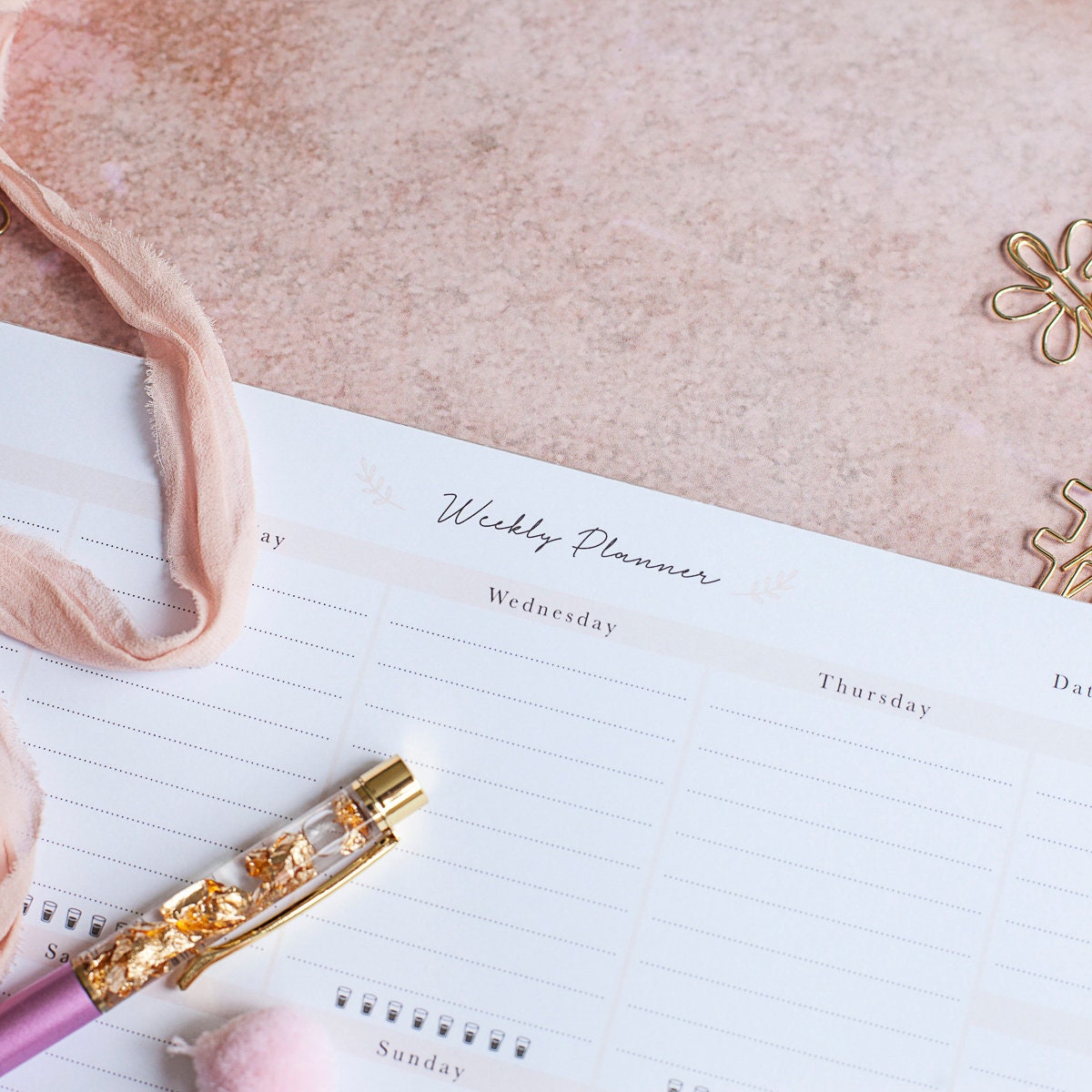 Peachly Desktop Weekly Planner Notepad (USA) - 60 Undated Tear-off ...