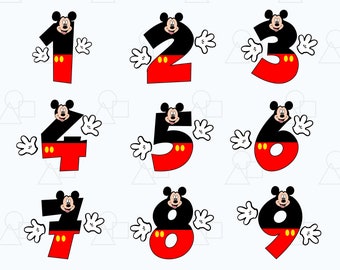 Mickey mouse numbers | Etsy