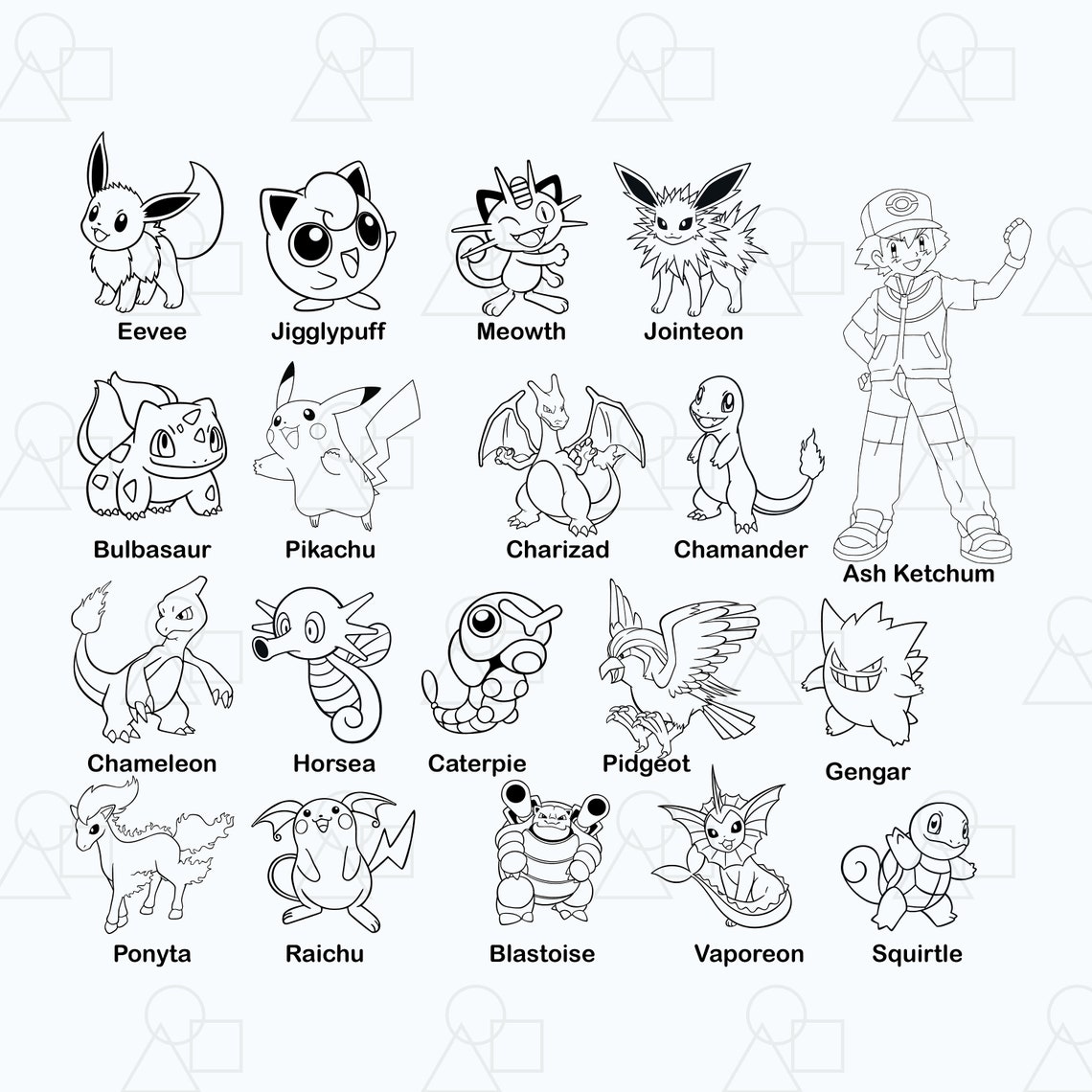 Pokemon svg Pokemon Outline digital clipart for Cricut | Etsy