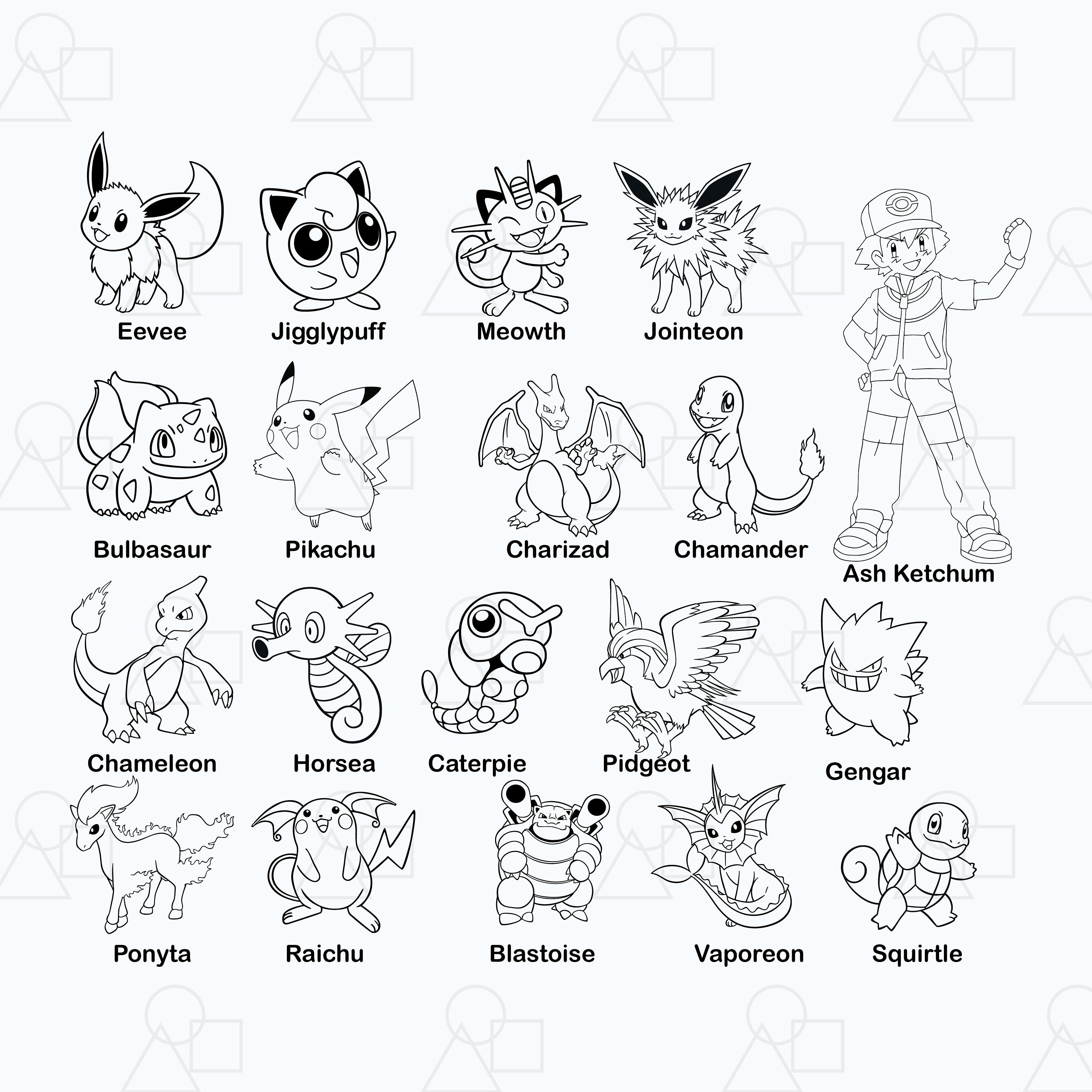 Pokemon svg Pokemon Outline digital clipart for Cricut | Etsy
