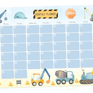 Digger Monthly Planner Calendar Digital Download Printable Children's ...