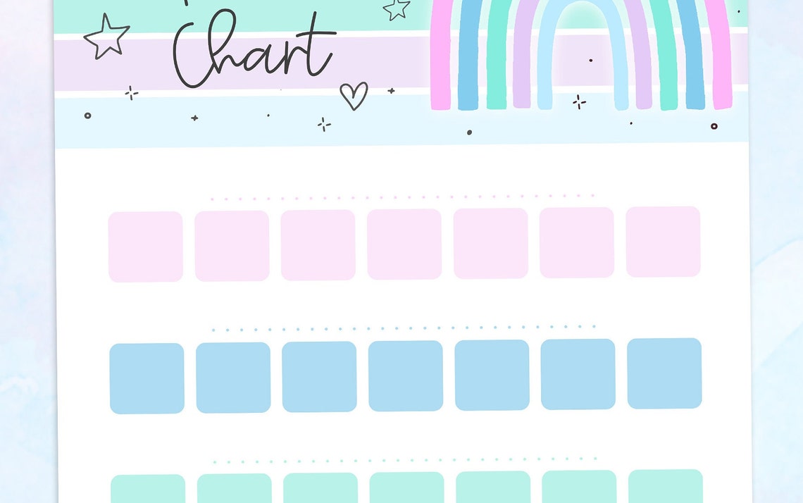 Pastel Rainbow Reward Chart Digital Download Printable - Etsy