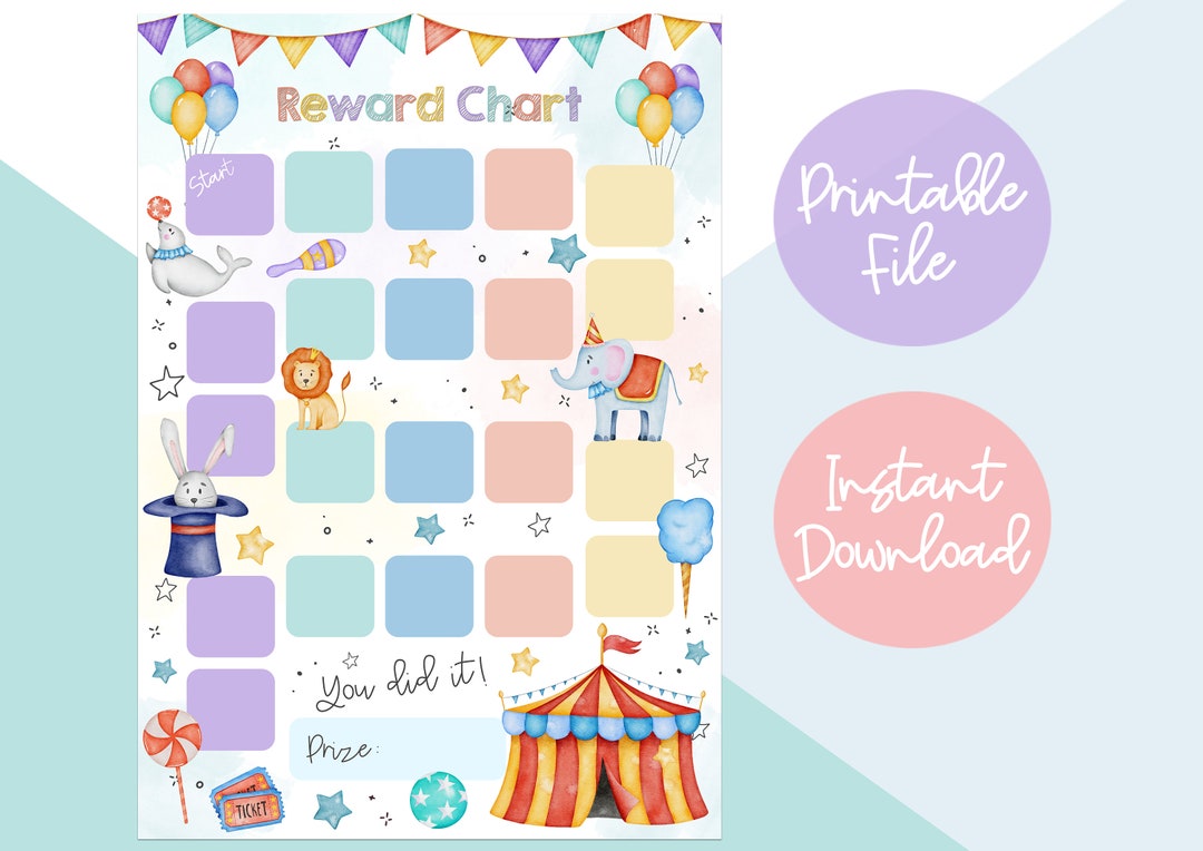 Circus Reward Chart Digital Download Printable Reward Chart Printable ...