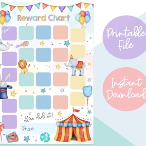 Circus Reward Chart Digital Download Printable Reward Chart Printable ...