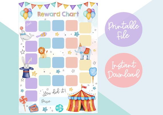 Circus Reward Chart Digital Download Printable Reward - Etsy