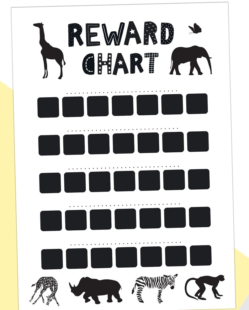 Monochrome Animal Reward Chart Digital Download Printable Reward Chart ...