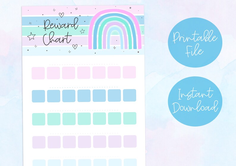 Pastel Rainbow Reward Chart Digital Download Printable - Etsy