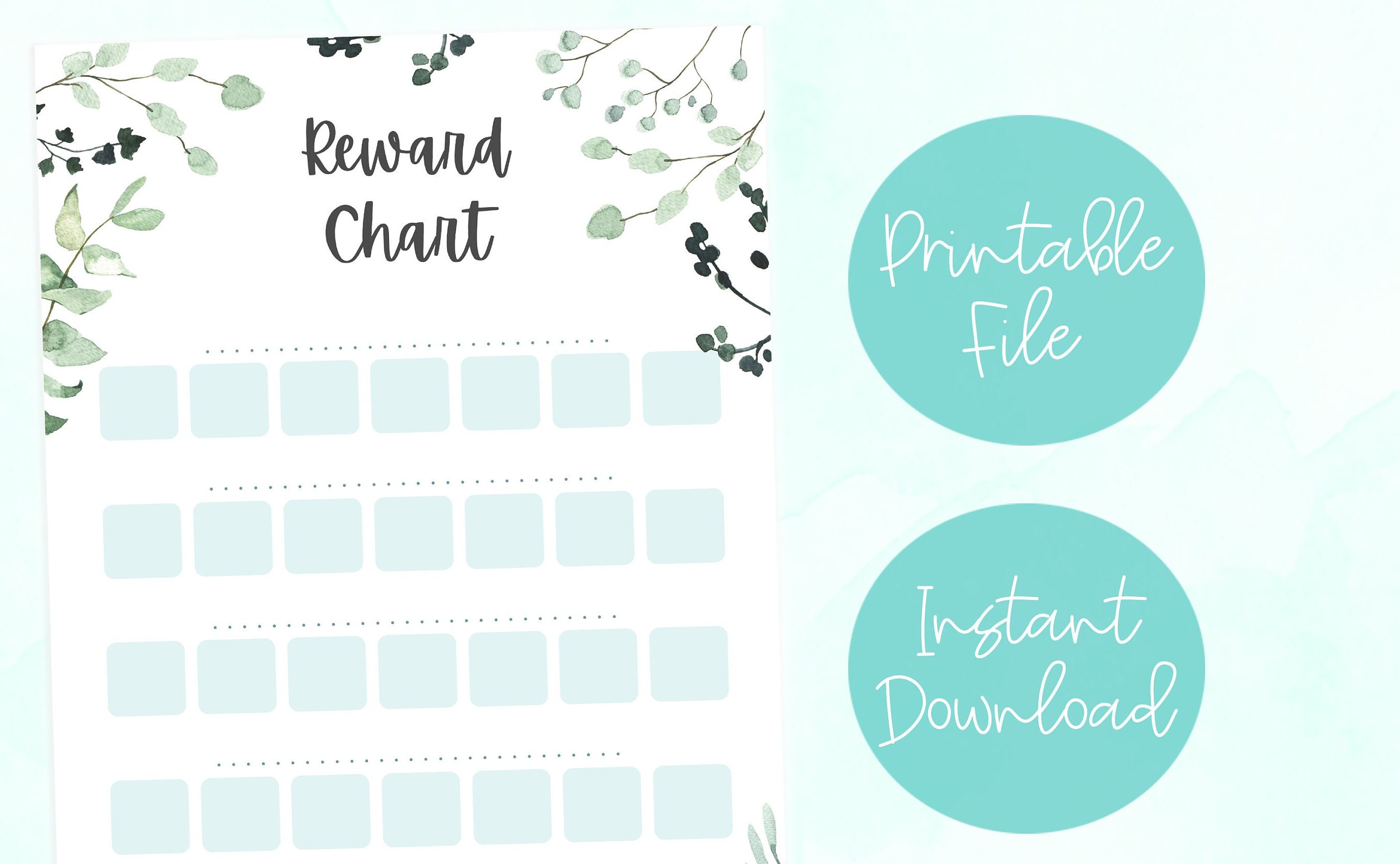 Foliage Reward Chart - Digital Download - Printable Reward Chart ...