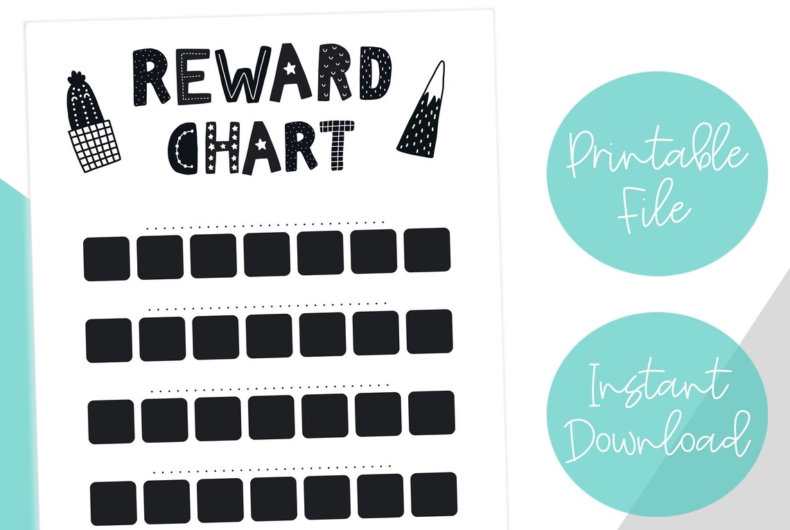 Monochrome Reward Chart Digital Download Printable Reward Chart ...