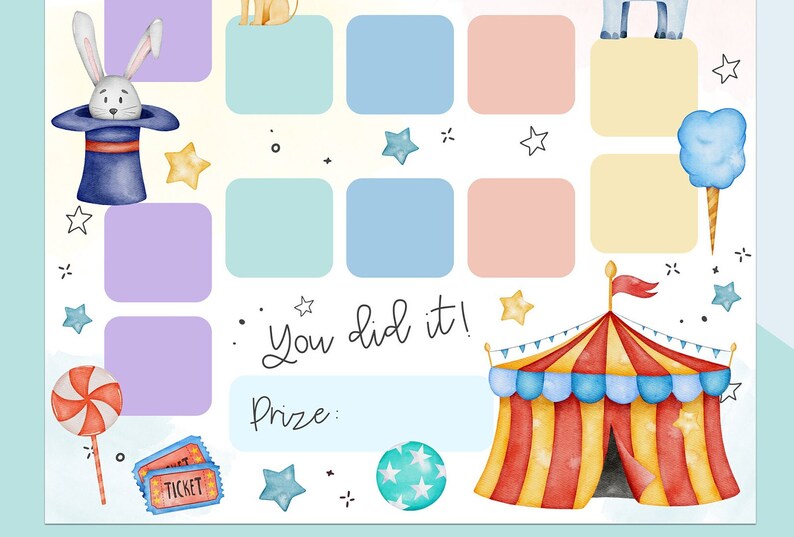Circus Reward Chart Digital Download Printable Reward Chart Printable ...