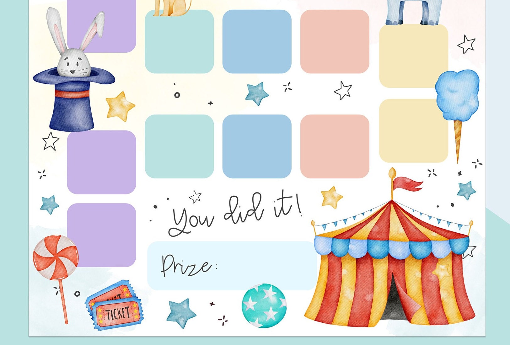 Circus Reward Chart Digital Download Printable Reward Chart Printable ...