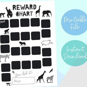 Monochrome Animal Reward Chart - Digital Download - Printable Reward ...