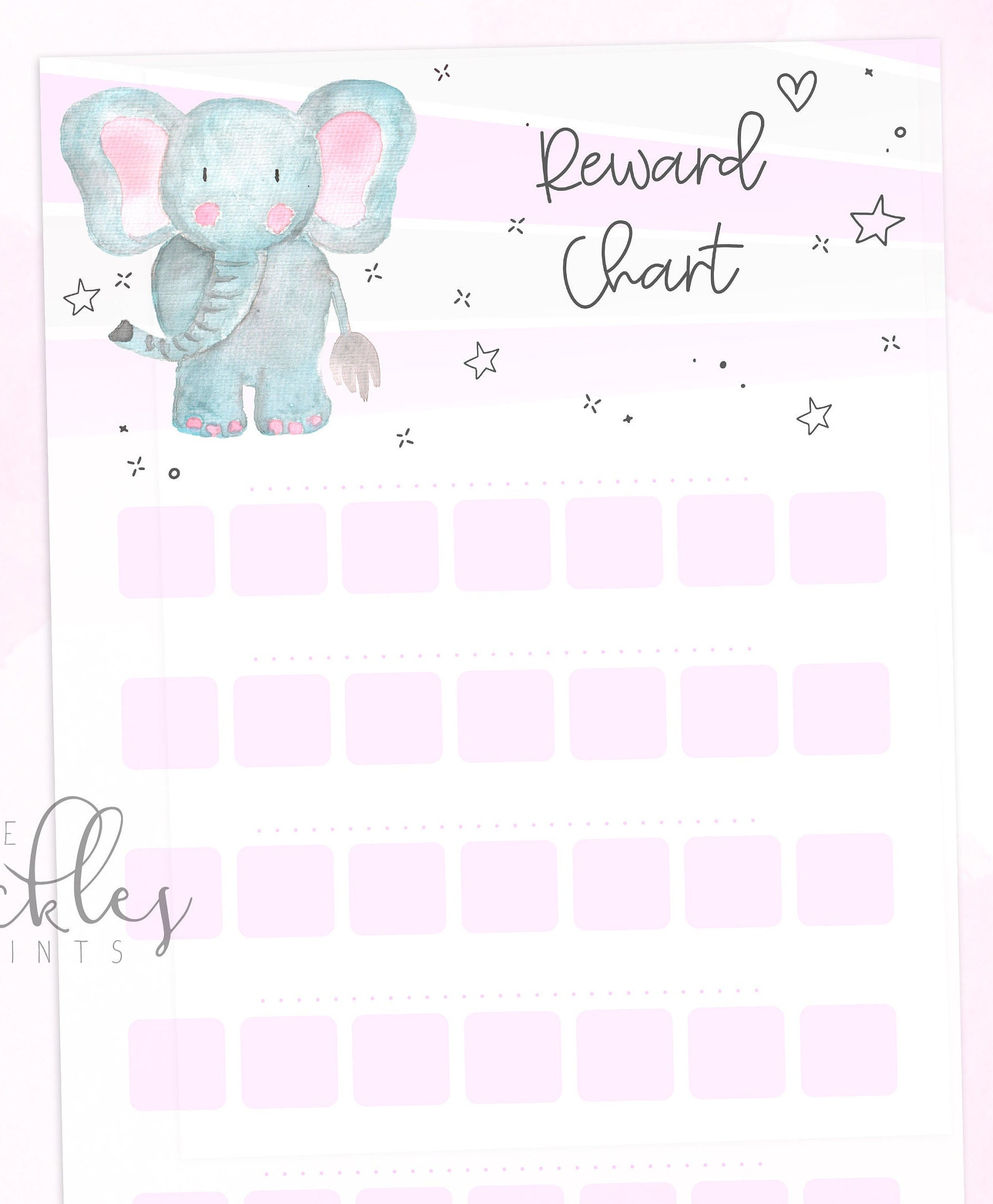 Elephant Reward Chart Digital Download Girls Reward Chart Child's ...