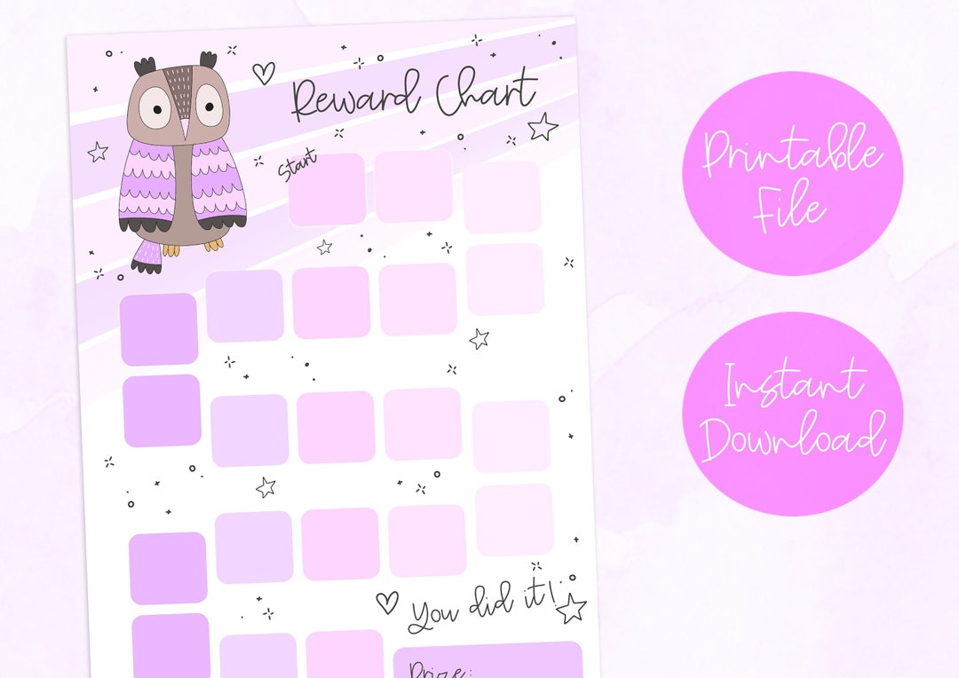 Owl Reward Chart - Digital Download - Printable Reward Chart - Owl ...