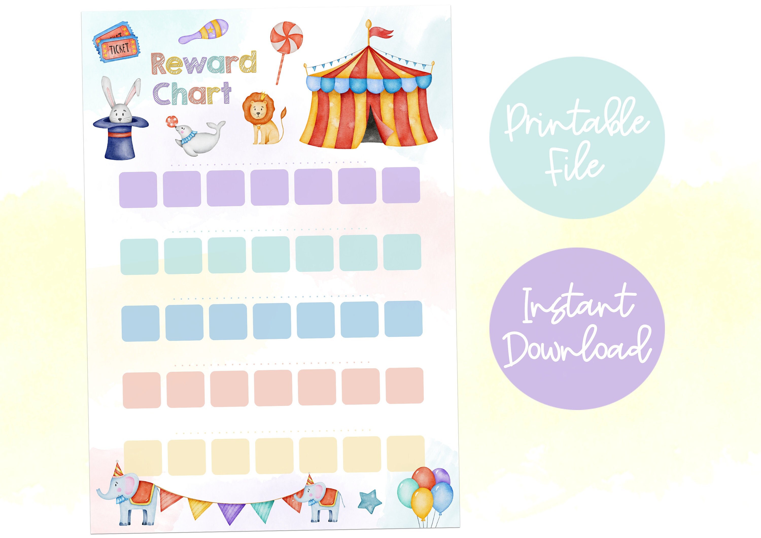 Circus Reward Chart - Digital Download - Printable Reward Chart ...