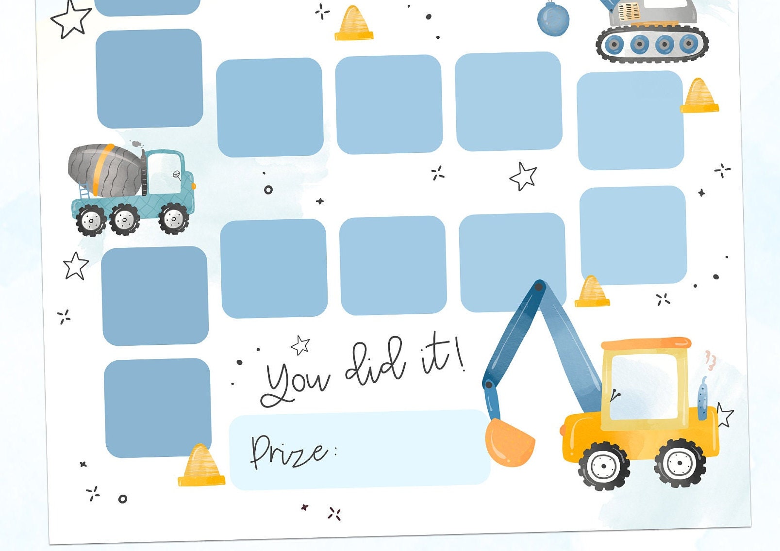 Digger Reward Chart Digital Download Printable Reward Chart ...