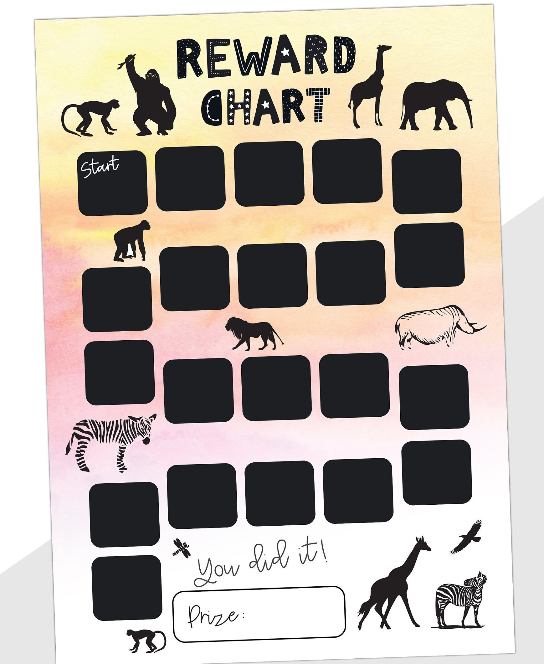 Animal Sunset Reward Chart Digital Download Printable Reward Chart ...