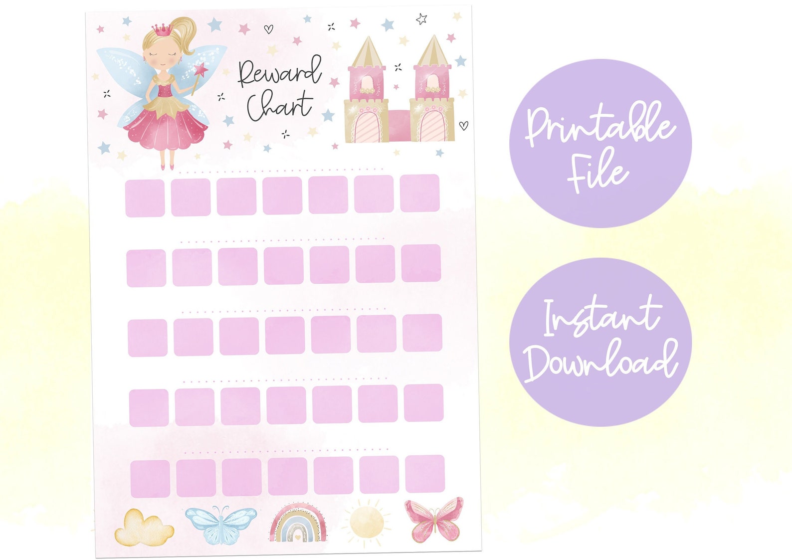 Girls Reward Chart - Digital Download - Printable Fairy Reward Chart ...